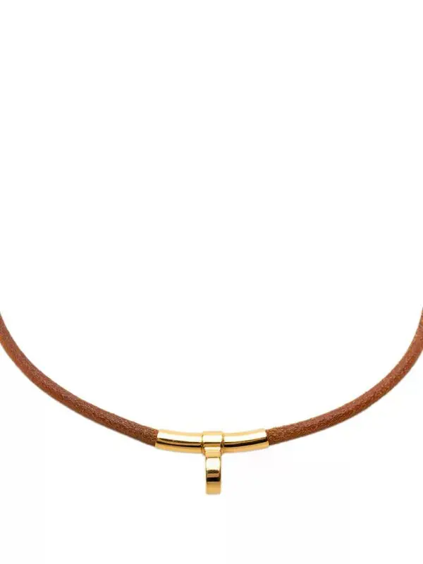 Hermès 1990-2000 Leather Kite Choker Necklace Costume Necklace - Brown