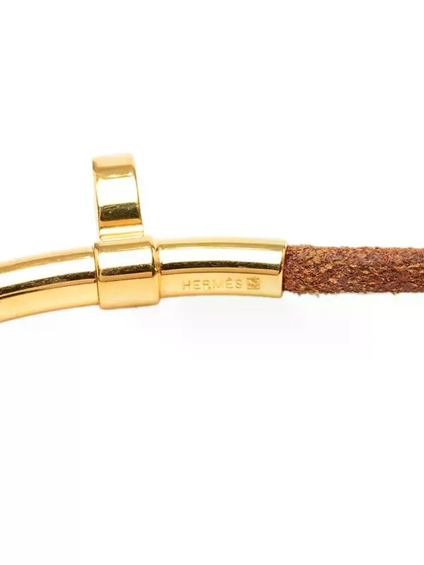 Hermès 1990-2000 Leather Kite Choker Necklace Costume Necklace