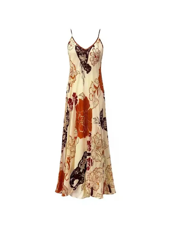 PAHIESA FORMENTERA Floral-print Slip Maxi Dress - Neutrals