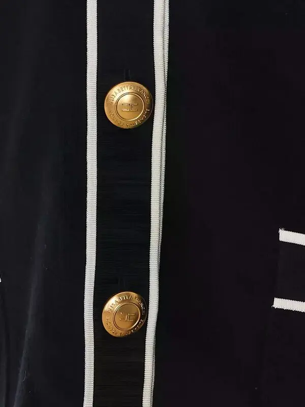 Elisabetta Franchi Logo Print Button-up Cardigan - Black