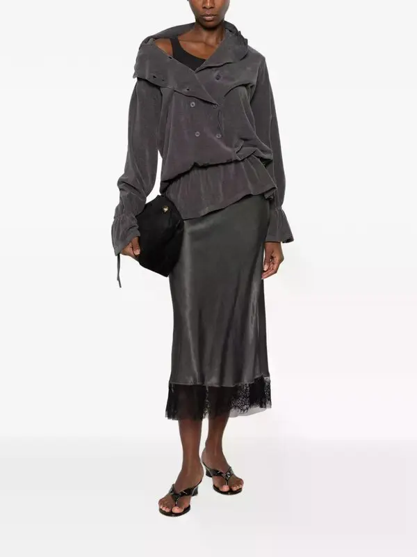 VIRGINIA BIZZI Lace-trim Satin Midi Skirt