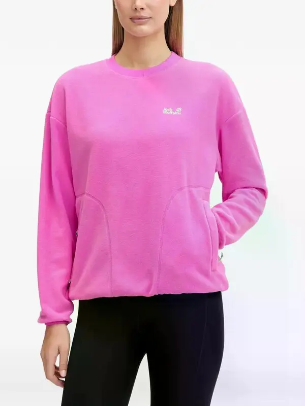 JACK WOLFSKIN Find The Wild Logo-embroidered Fleece Sweater - Pink