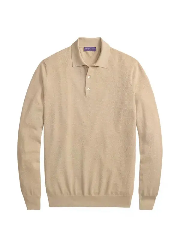 Ralph Lauren Purple Label Waffle-knit Polo Sweater - Neutrals