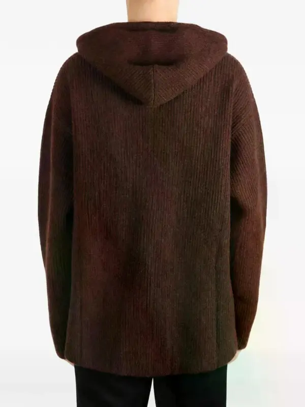 UMA WANG Ribbed-knit Zip-up Hoodie