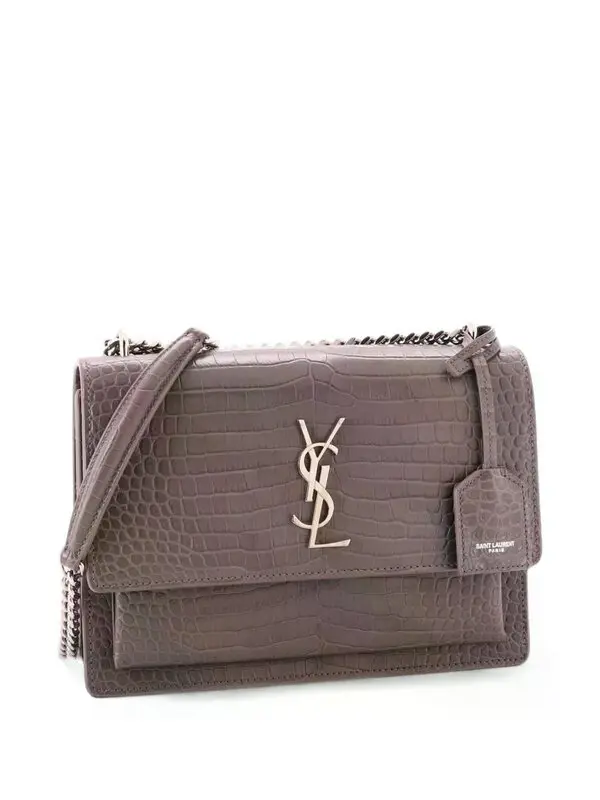 Saint Laurent Sunset Crocodile Embossed Leather Medium Crossbody Bag