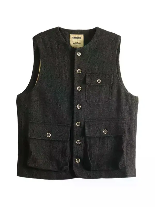 UMA WANG Button-up Pocket-detail Gilet - Grey