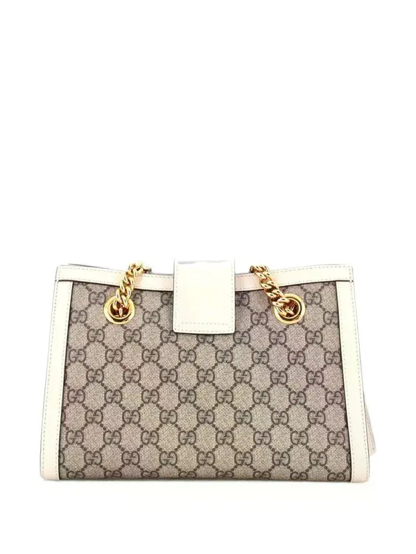 Gucci Padlock Chain Tote Gg Coated Canvas With Leather Small Shoulder Bag - Brown