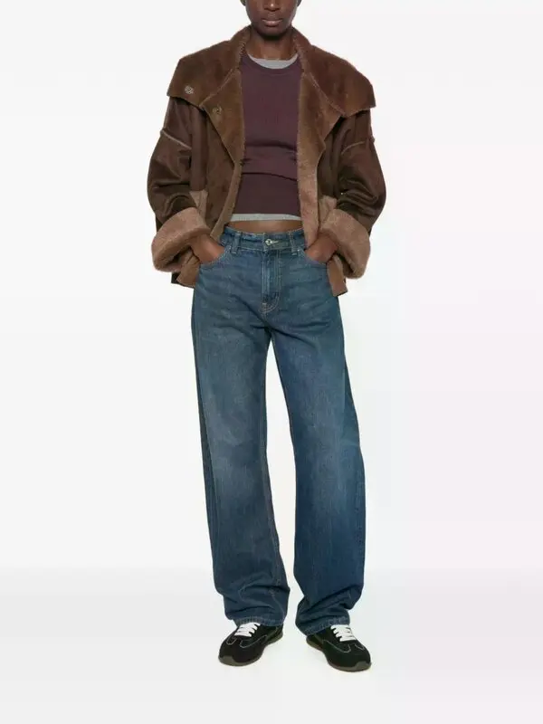 COLLECTION PRIVEE? Shearling-trim Panelled Coat