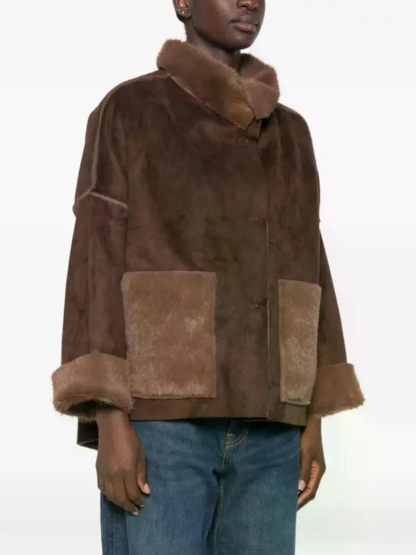COLLECTION PRIVEE? Shearling-trim Panelled Coat