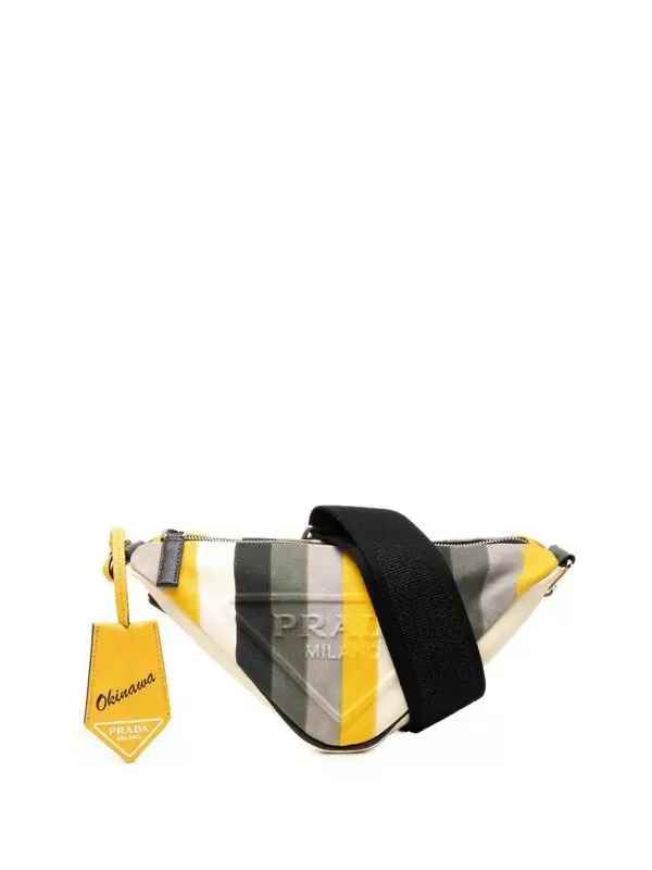 Prada 2013-2026 Canvas Canapa Baiadera Triangle Logo Crossbody Bag - Yellow