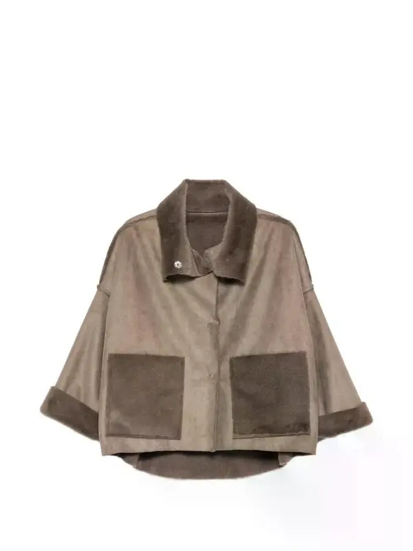 COLLECTION PRIVEE? Shearling-trim Panelled Coat