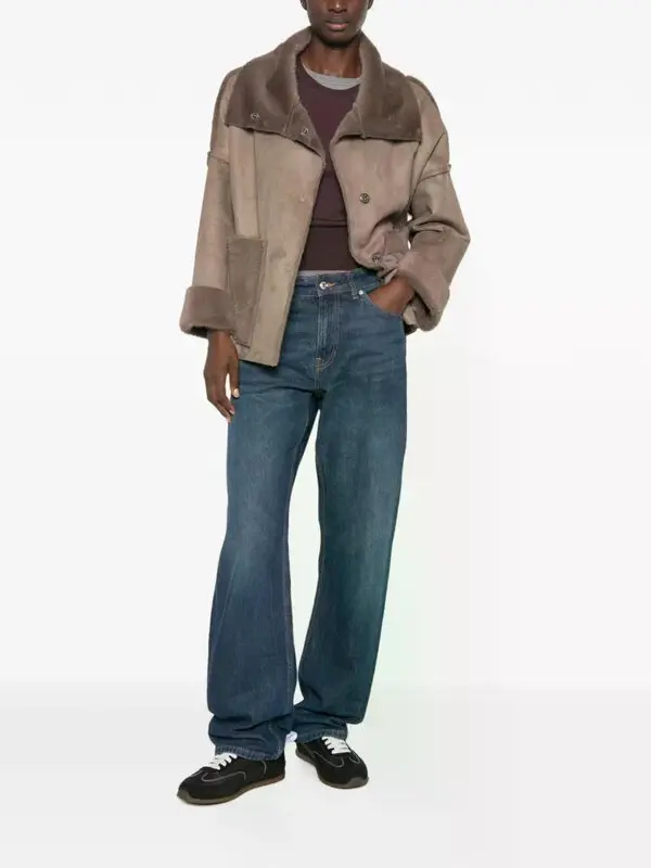 COLLECTION PRIVEE? Shearling-trim Panelled Coat