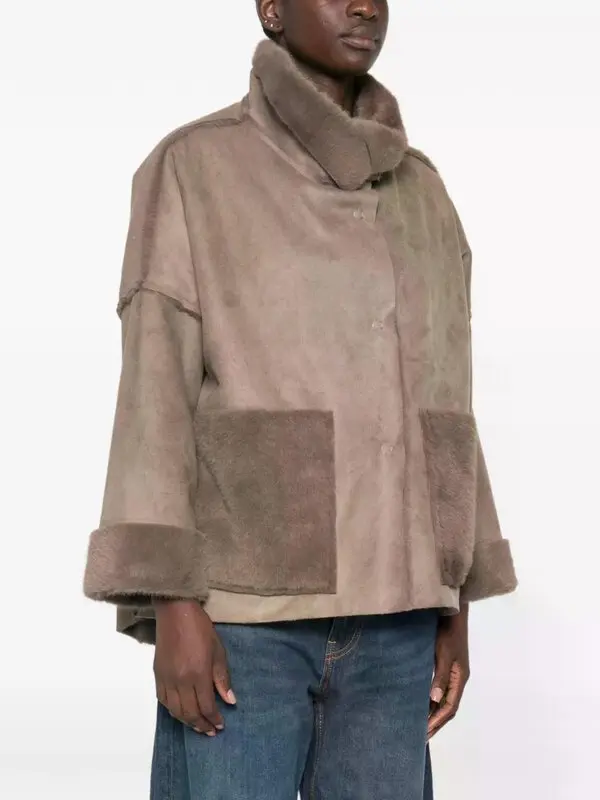 COLLECTION PRIVEE? Shearling-trim Panelled Coat