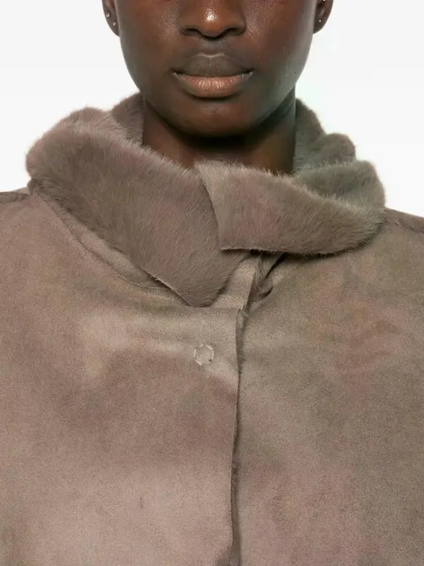 COLLECTION PRIVEE? Shearling-trim Panelled Coat
