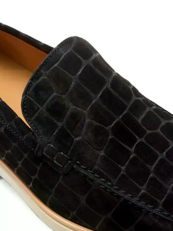 Magnanni Crocodile-effect Suede Loafers