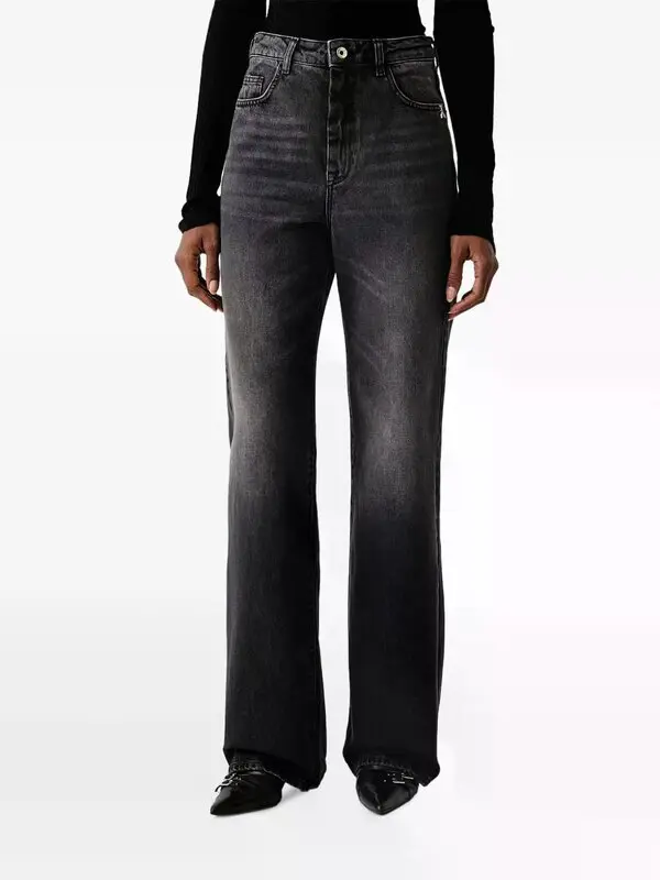 Patrizia Pepe Faded-effect Fly-motif Jeans - Black