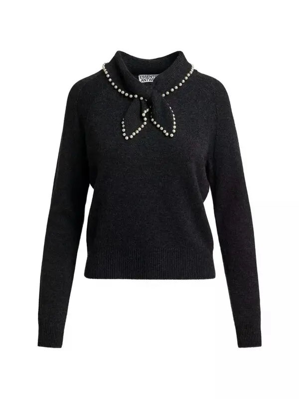Essentiel Antwerp Faux Pearl-embellished Tie-detail Sweater - Black
