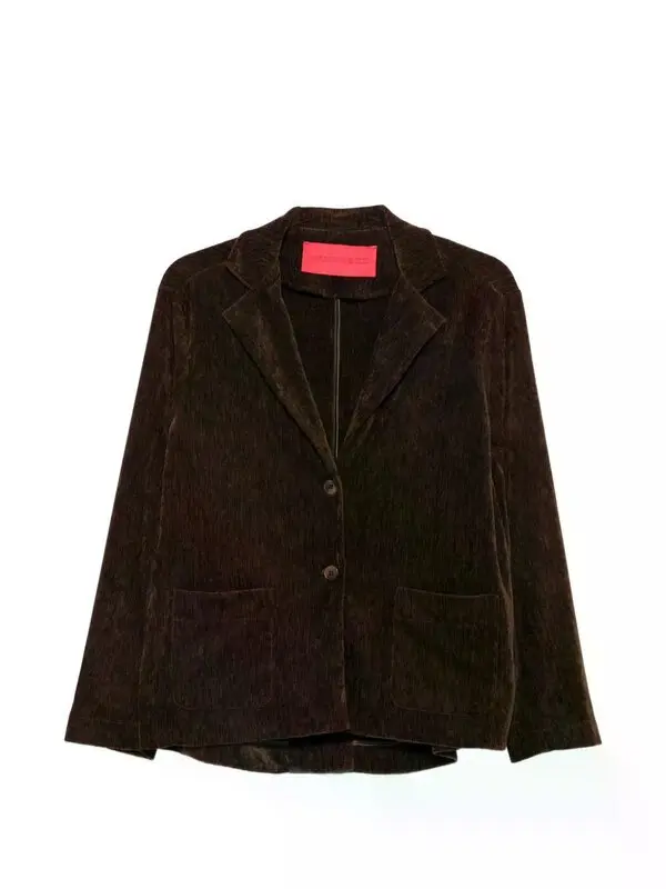 VIRGINIA BIZZI Corduroy Notched-lapel Blazer - Brown