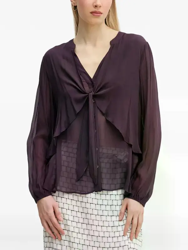HOSS INTROPIA Layered Tie-front Shirt - Purple