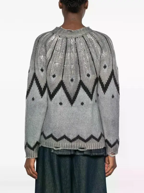 VIRGINIA BIZZI Intarsia-knit Crew-neck Sweater
