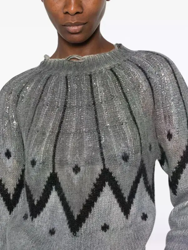 VIRGINIA BIZZI Intarsia-knit Crew-neck Sweater