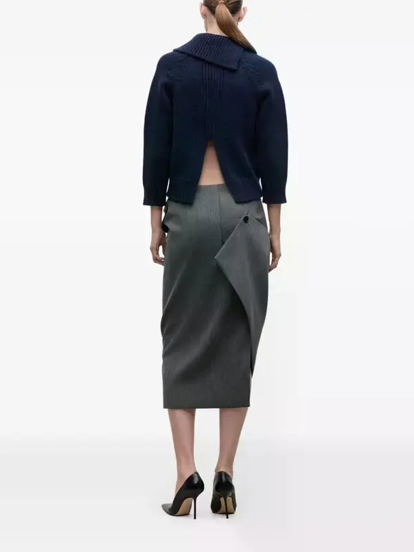 Victoria Beckham Asymmetric Draped Midi Skirt