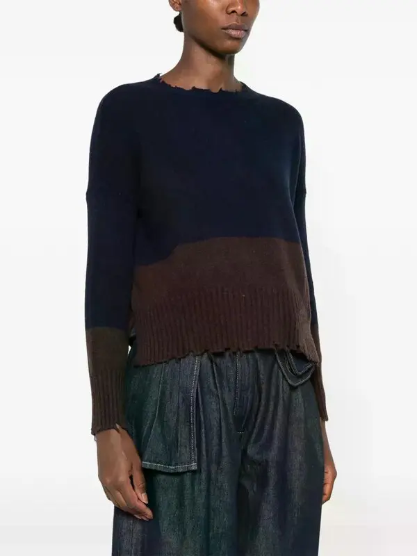 VIRGINIA BIZZI Colour-block Distressed-effect Sweater