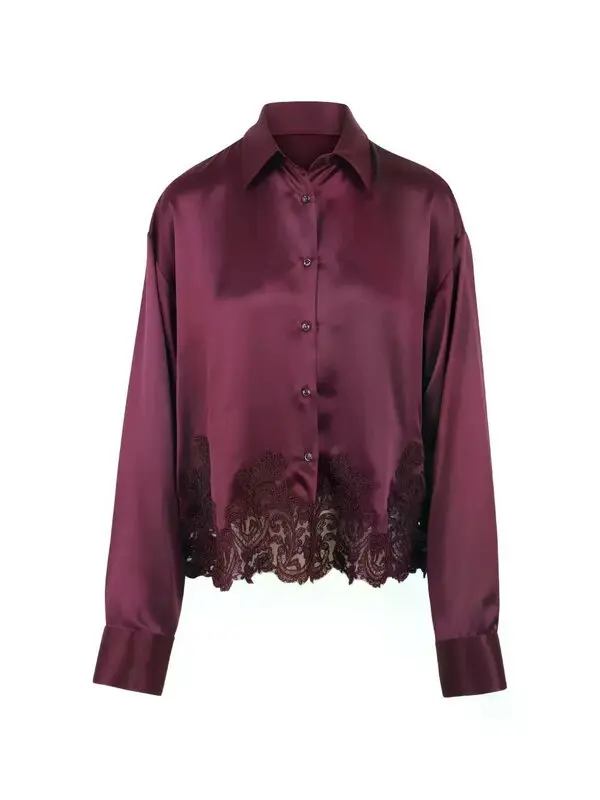 Ermanno Scervino Lace-trim Satin Shirt - Purple