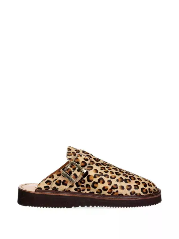 FRACAP Leopard-print Buckled Mules