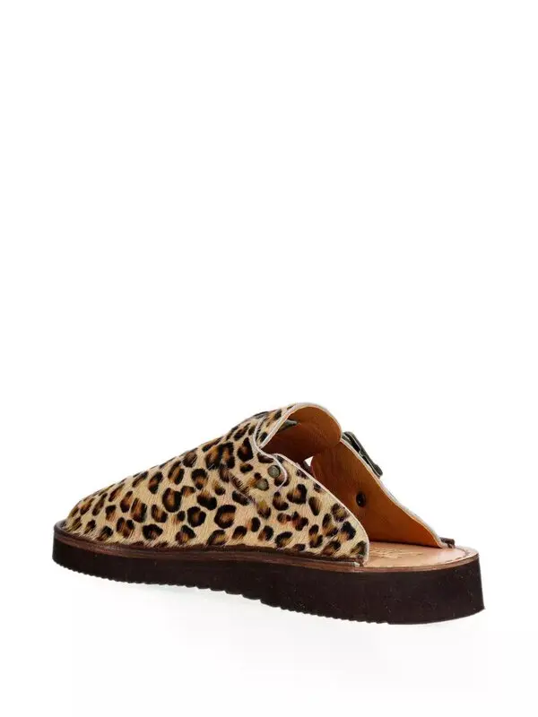 FRACAP Leopard-print Buckled Mules
