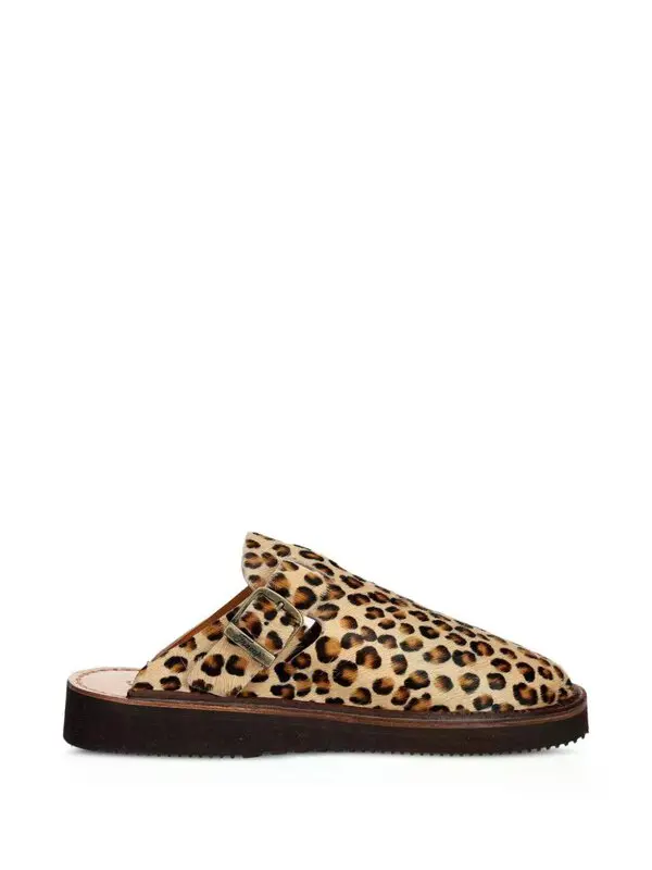 FRACAP Leopard Print Buckled Mules