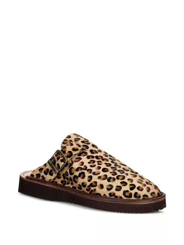 FRACAP Leopard Print Buckled Mules