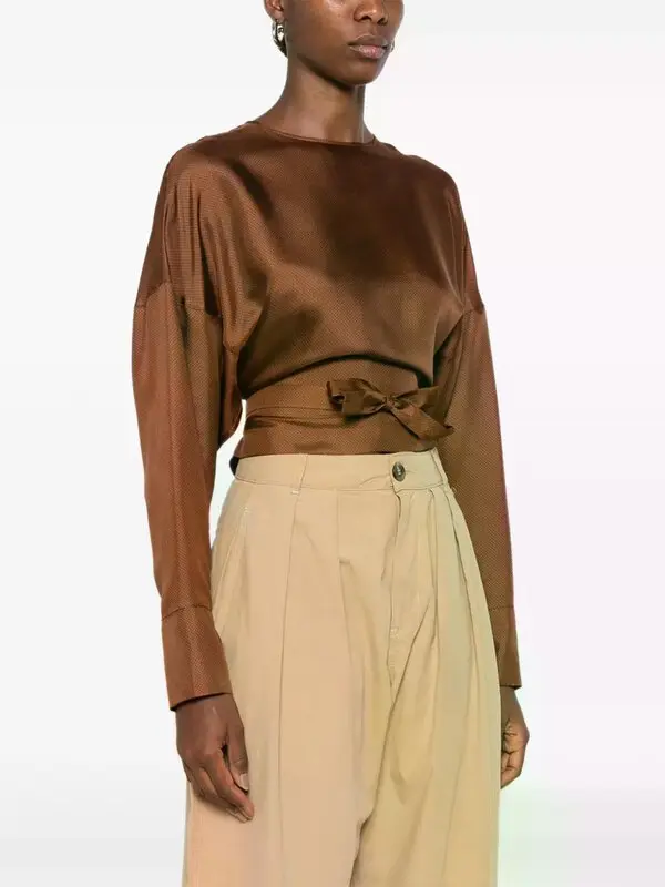 CO.GO Satin-finish Tie-waist Top