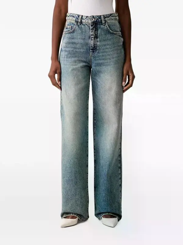 Patrizia Pepe Acid-wash Straight-leg Jeans - Blue