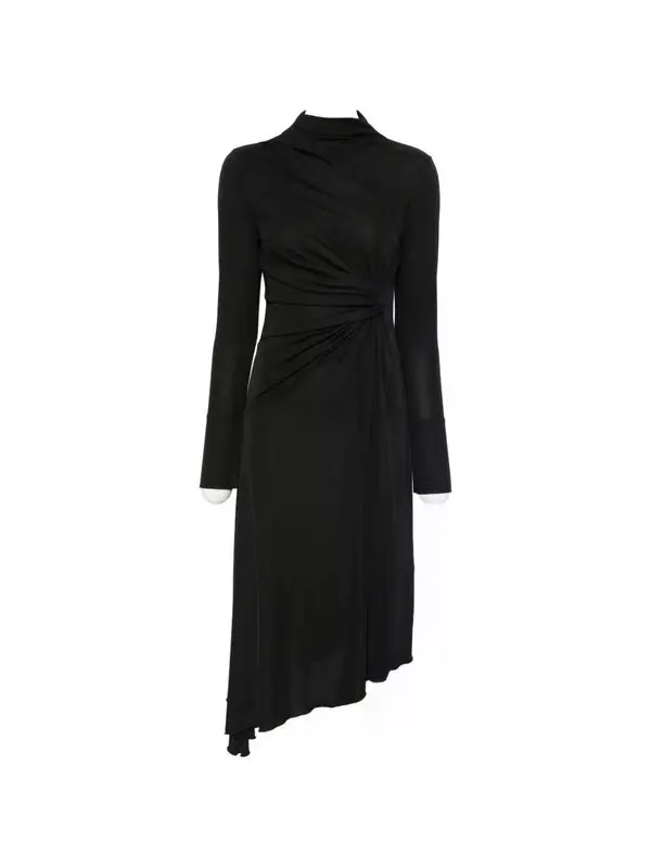 ERMANNO FIRENZE Draped Asymmetric Midi Dress - Black