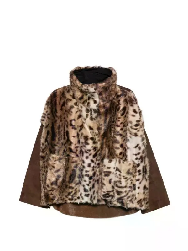 VIRGINIA BIZZI Leopard-print Reversible Jacket - Brown