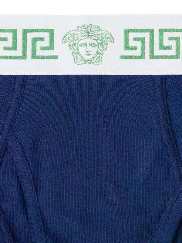 Versace Ribbed Cotton-jersey Briefs - Blue