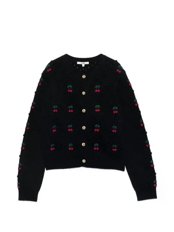 Maje Cherry-embroidered Cardigan - Blue