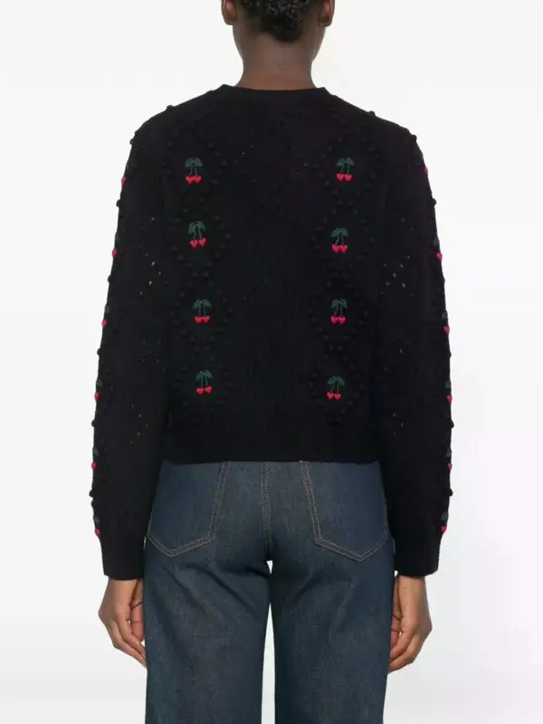 Maje Cherry-embroidered Cardigan
