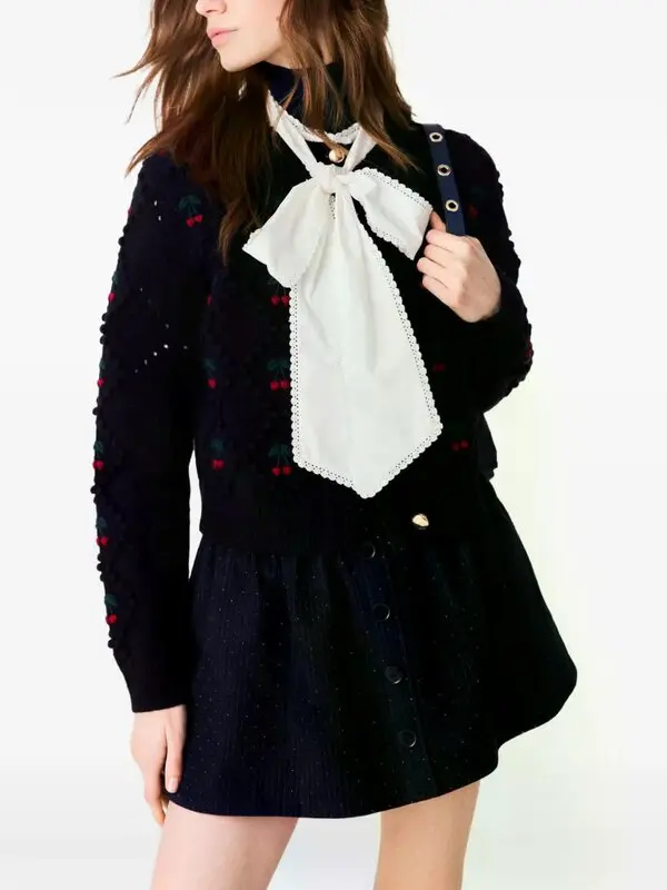 Maje Embroidered Cardigan - Blue