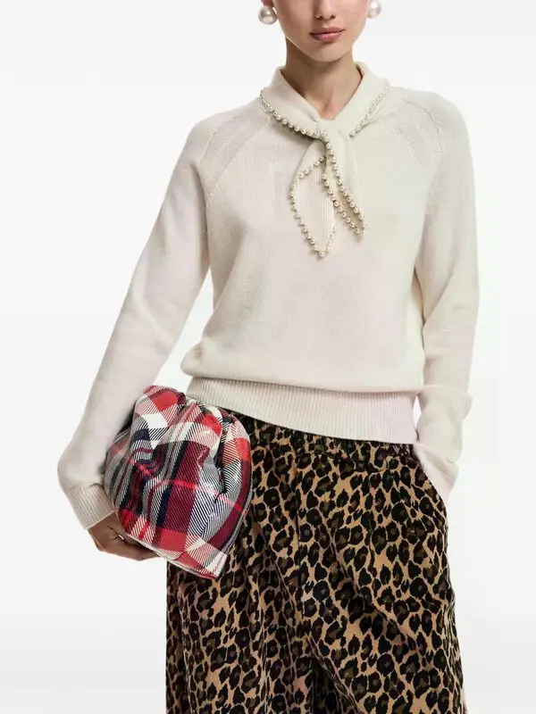 Essentiel Antwerp Pearl-embellished Self-tie Sweater - Neutrals