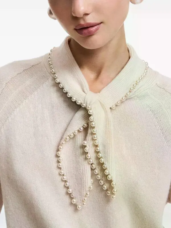 Essentiel Antwerp Pearl-embellished Self-tie Sweater - Neutrals