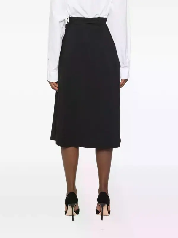 OTTOD'AME Pleated Tie-waist Midi Skirt