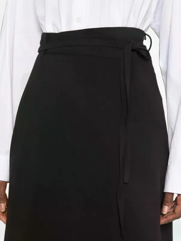 OTTOD'AME Pleated Tie-waist Midi Skirt