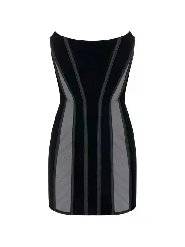 Elisabetta Franchi Mini Dress In Velvet And Tulle Fabrics - Black