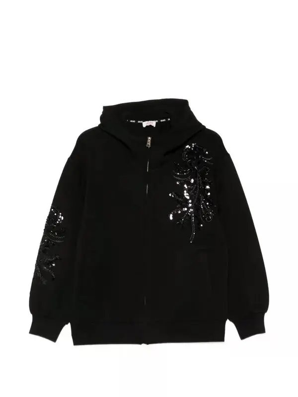 Liu Jo Sequin-embellished Zip-up Hoodie - Black