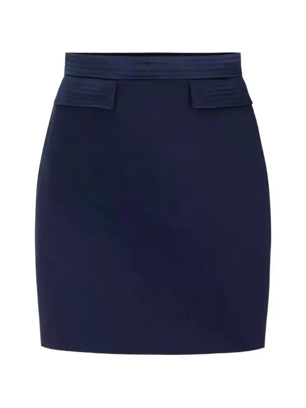 Elisabetta Franchi Miniskirt In Double-layer Stretch Crêpe And Satin Fabrics - Blue