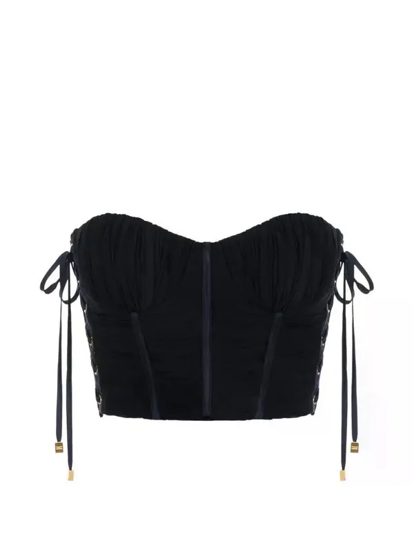 Elisabetta Franchi Crepon Bustier-style Top - Black