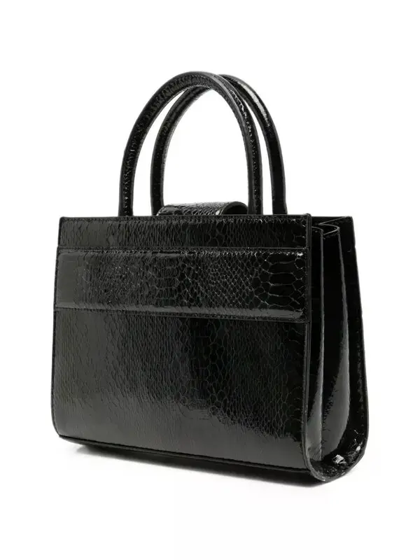 TWENTY FOURHAITCH Patent Python-effect Tote Bag - Black