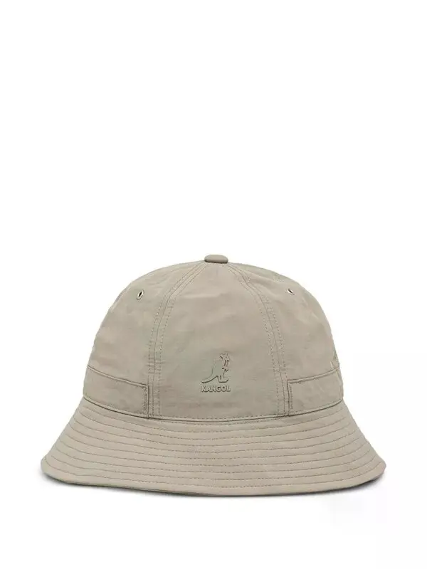 KANGOL Logo Patch Drawstring Bucket Hat - Neutrals